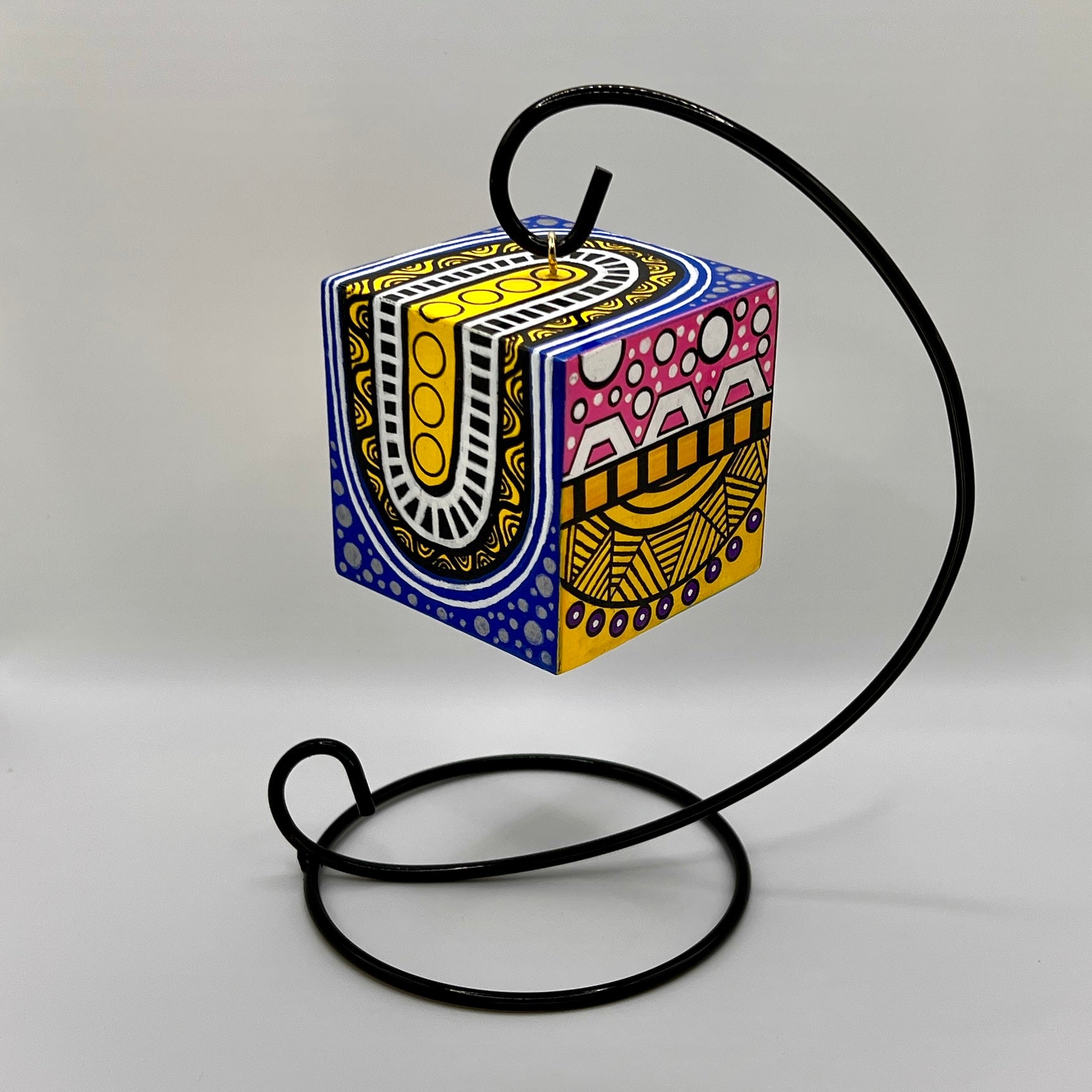 3-D CUBE ART #17 by Mary-Jo Lough | Hand Painted Cube | 2.25” Cube