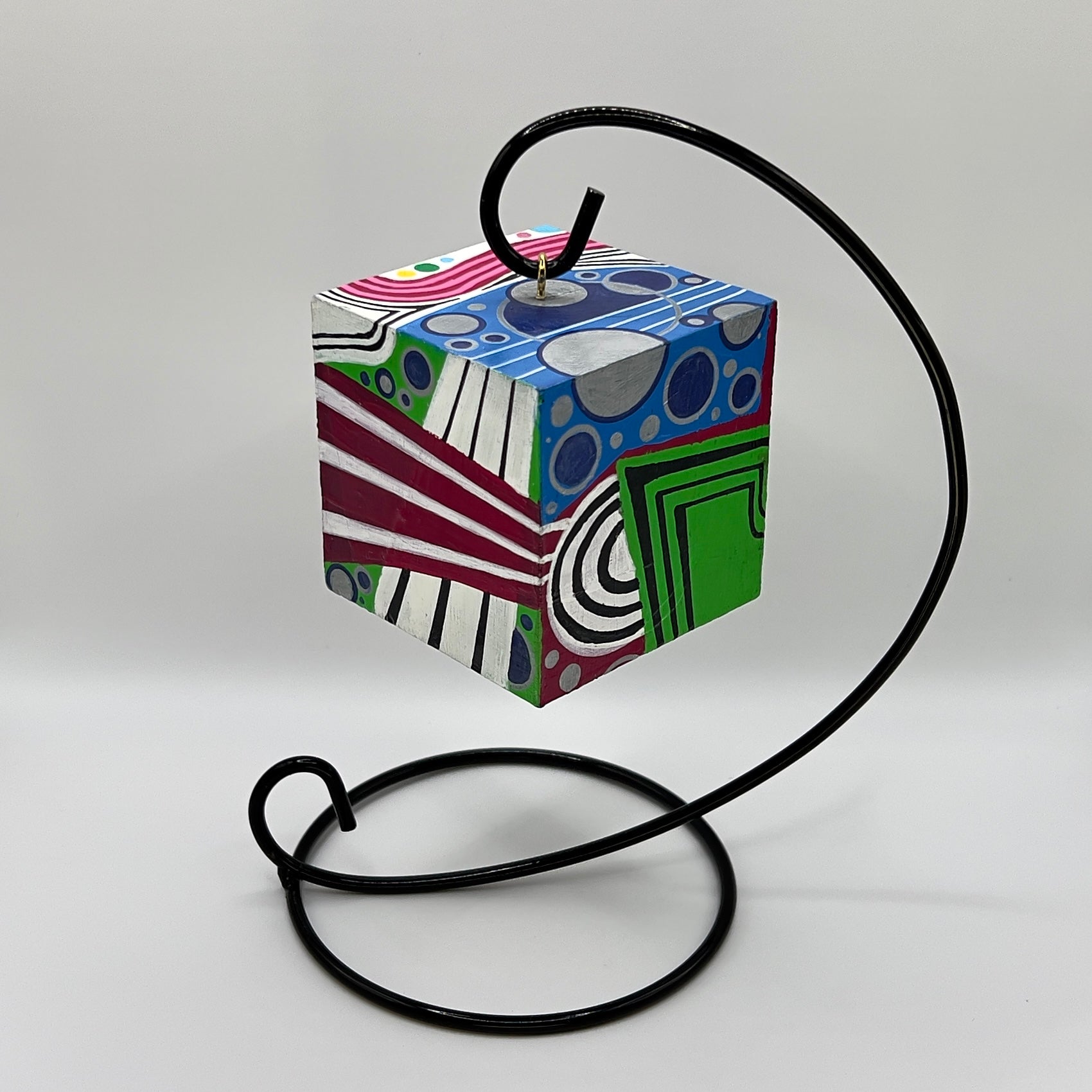 3-D CUBE ART #21 by Mary-Jo Lough | Hand Painted Cube | 2.25” Cube