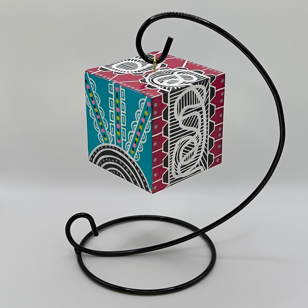 3-D CUBE ART #23 by Mary-Jo Lough | Hand Painted Cube | 2.25” Cube