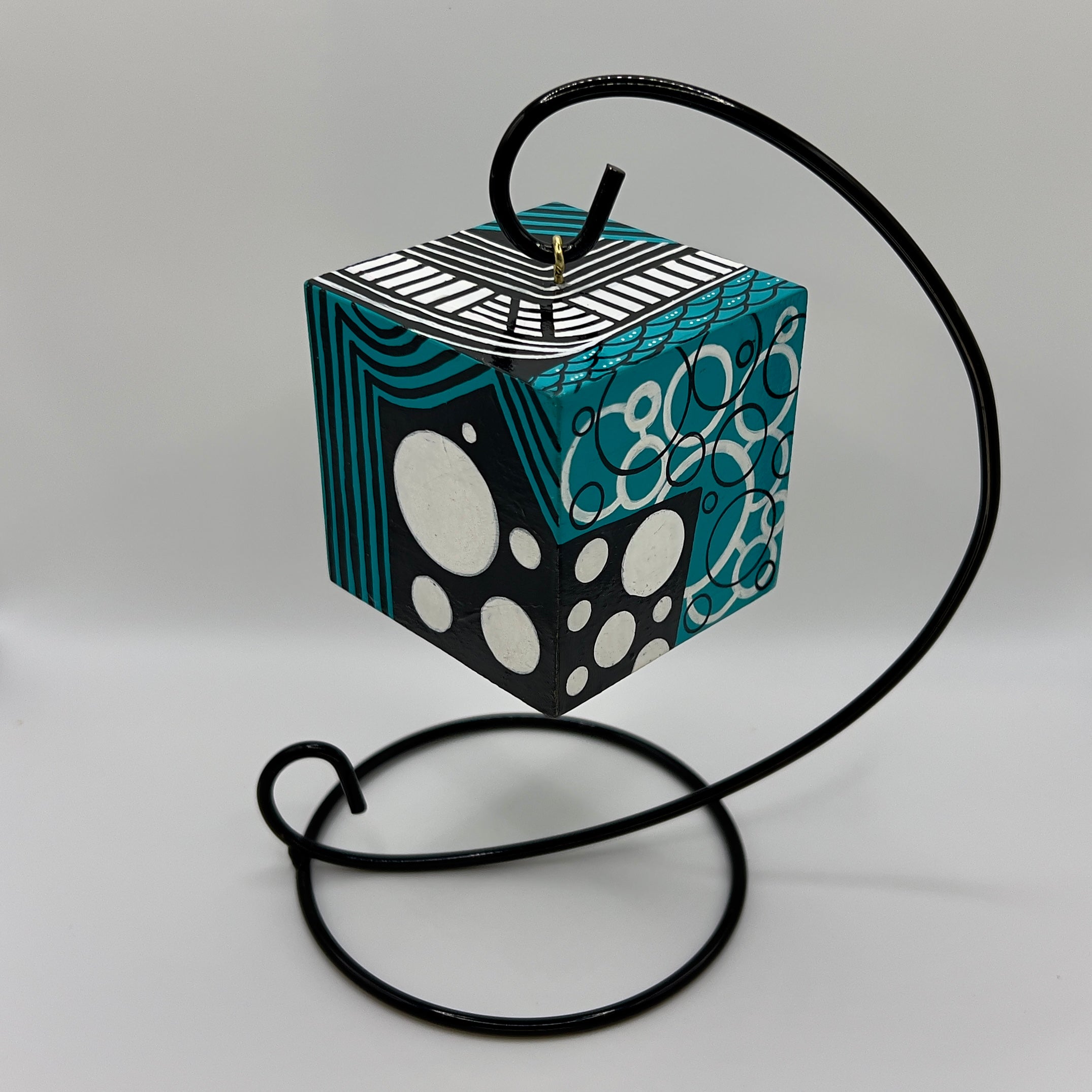 3-D CUBE ART #3 by Mary-Jo Lough | Hand Painted Cube | 2.25” Cube