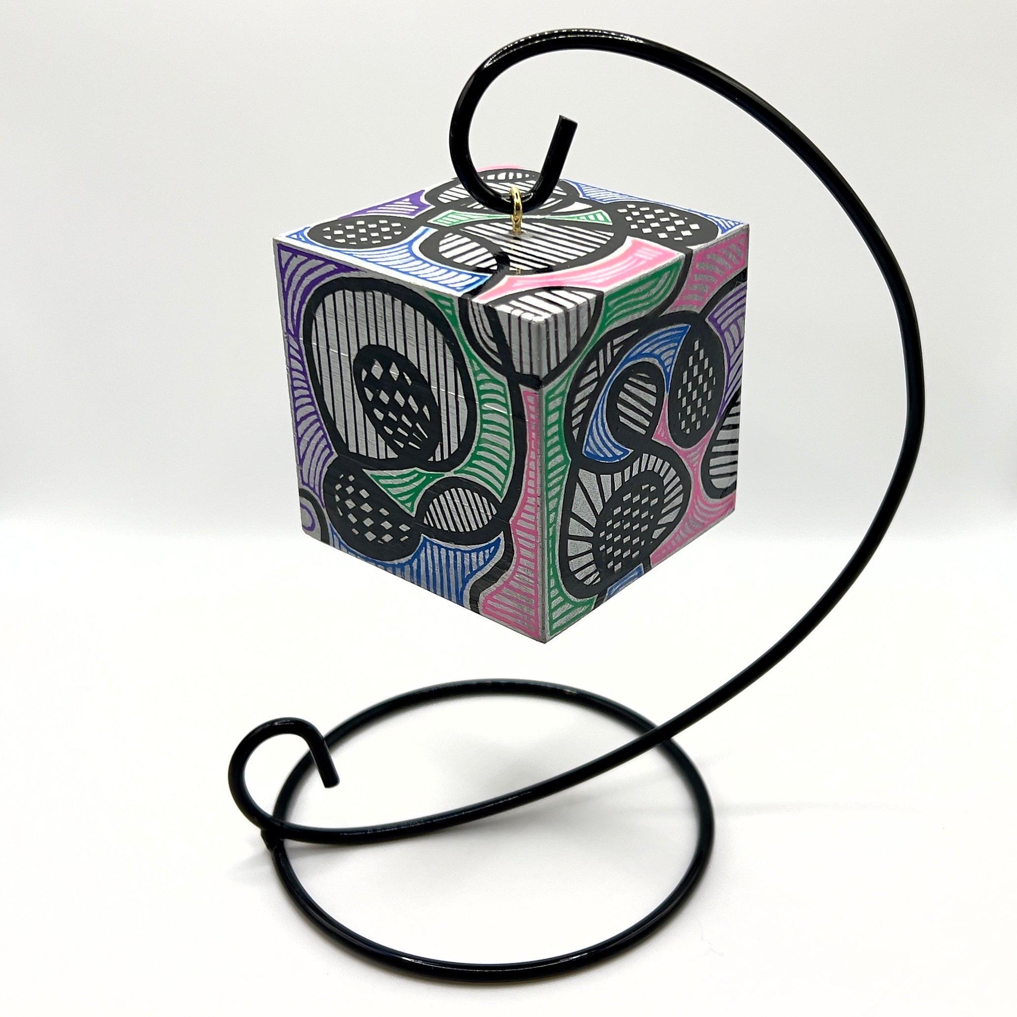 3-D CUBE ART #6 by Mary-Jo Lough | Hand Painted Cube | 2.25” Cube